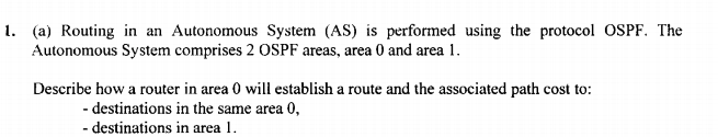Solved 1. (a) Routing in an Autonomous System (AS) is | Chegg.com