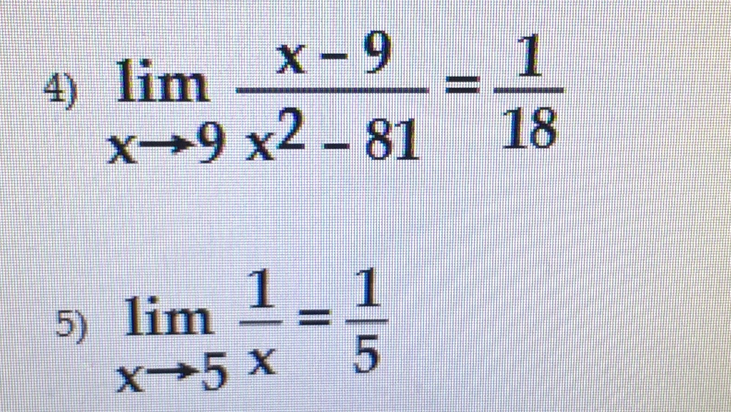 Solved lim_x rightarrow 9 x - 9/x^2 - 81 = 1/18 lim_x | Chegg.com