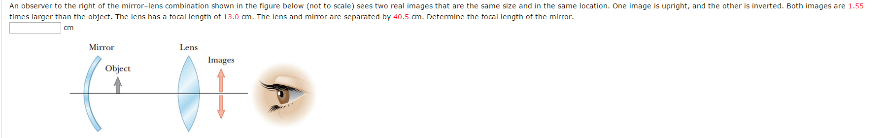 An observer to the right of the mirror-lens | Chegg.com