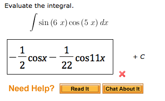 Solved Evaluate the integral. Integrate sin (6 x) cos (5 x) | Chegg.com