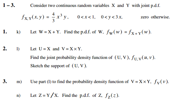 Consider Two Continuous Random Variables X And Y With 