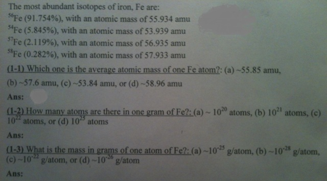 Solved The most abundant isotopes of iron. Fe are: 56Fe | Chegg.com