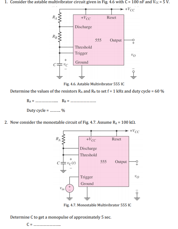 Solved 1. Consider the astable multivibrator circuit given | Chegg.com