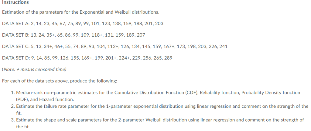 Solved Instructions Estimation of the parameters for the | Chegg.com