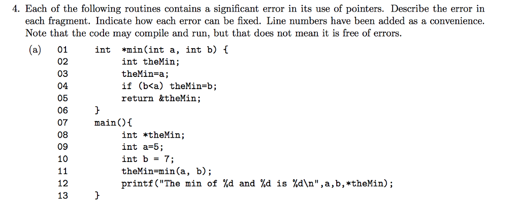 Solved 4. Each of the following routines contains a | Chegg.com