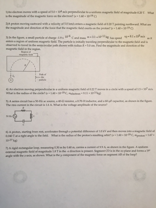 Solved An Electron Moves With A Speed Of 5 0 Times 10 4 M S