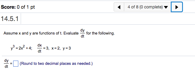 Solved Assume x and y are functions of t. Evaluate dy/dx for | Chegg.com