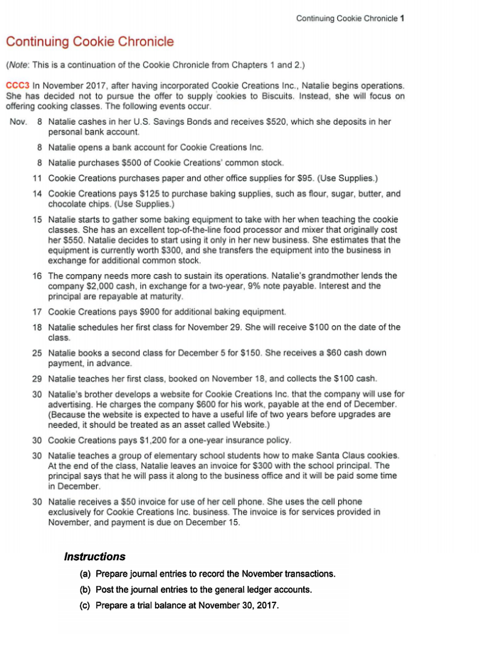 Solved Continuing Cookie Chronicle 1 Continuing Cookie | Chegg.com