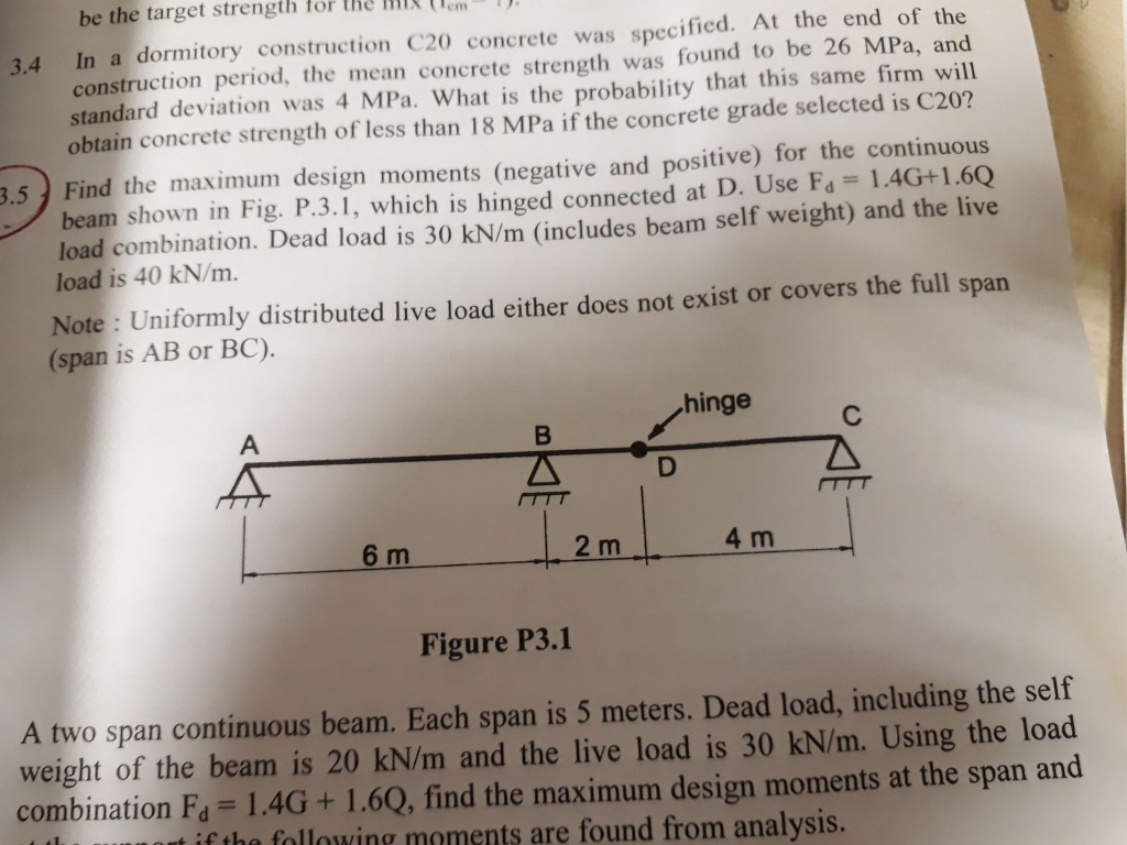 Solved 3.4 In a dormitory construction C20 concrete was | Chegg.com