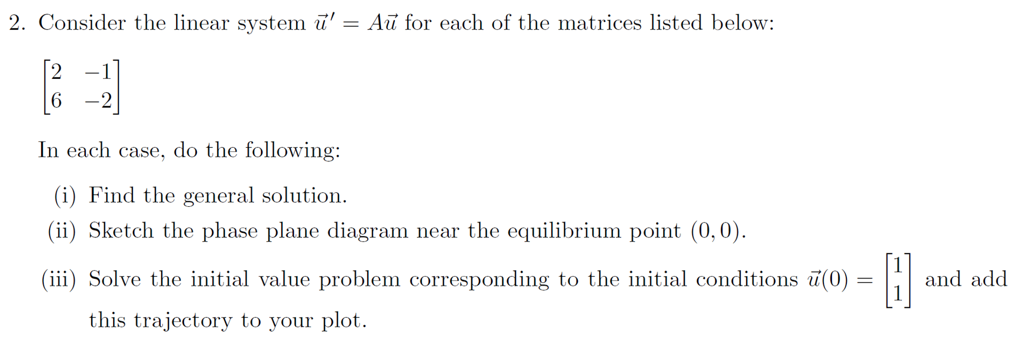 Solved Consider the linear system u vector = Au vector Au | Chegg.com