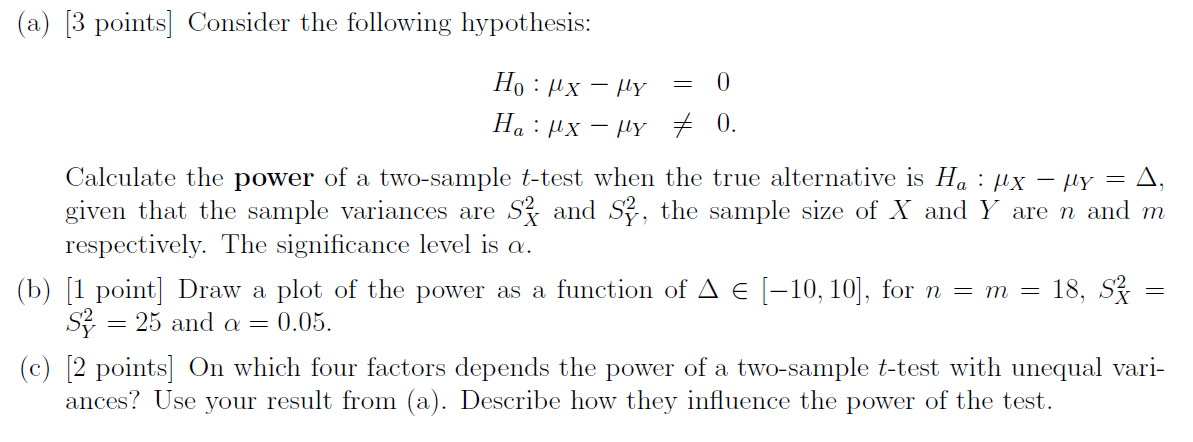 Consider the following hypothesis: H0 = mu x - mu y | Chegg.com