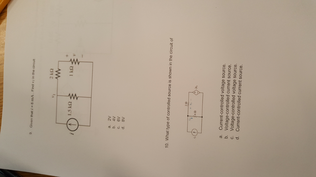 Solved Given that i = 6 mA. Find v_1 in the circuit 2V 4V | Chegg.com