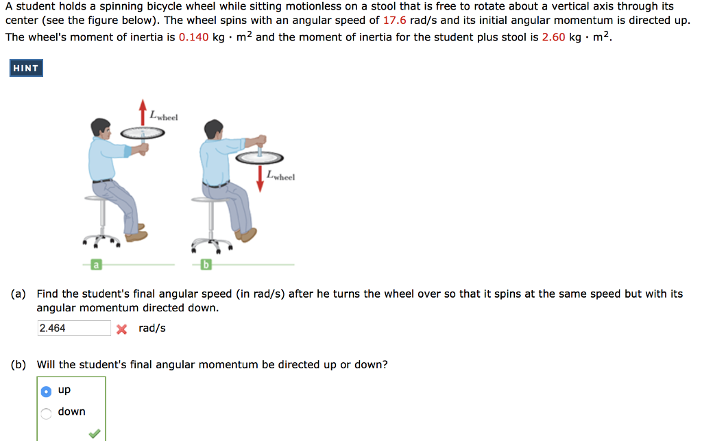 Solved: A Student Holds A Spinning Bicycle Wheel While Sit... | Chegg.com