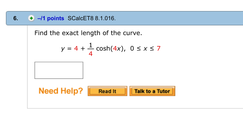 Solved 6. + 1 points SCalcET8 8.1.016. Find the exact length | Chegg.com