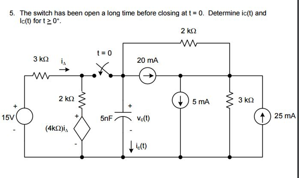 Solved The switch has been open a long time before closing | Chegg.com