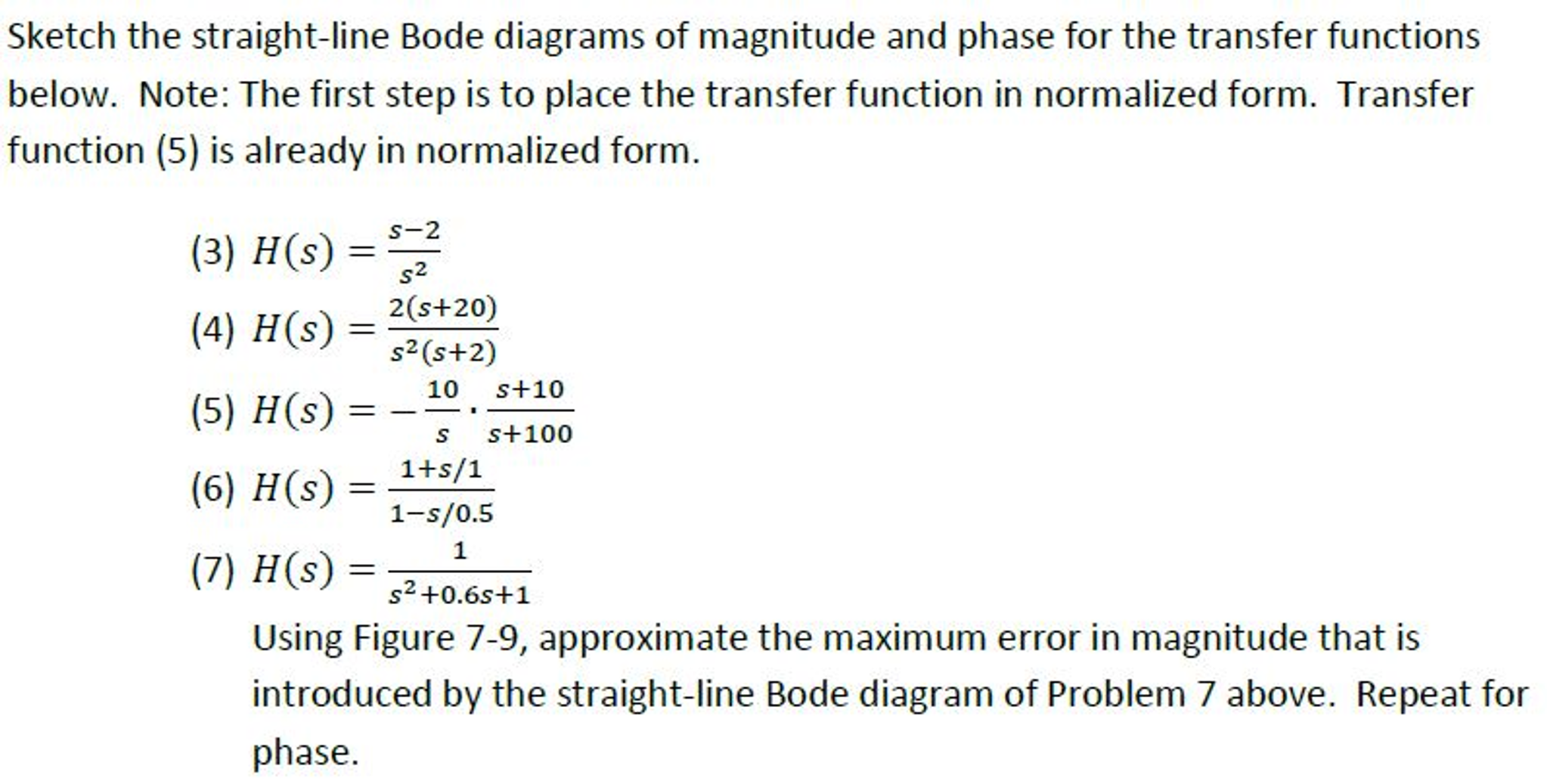 Solved Sketch the straight-line Bode diagrams of magnitude | Chegg.com