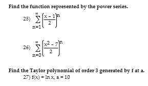 Solved Find the function represented by the power series. | Chegg.com