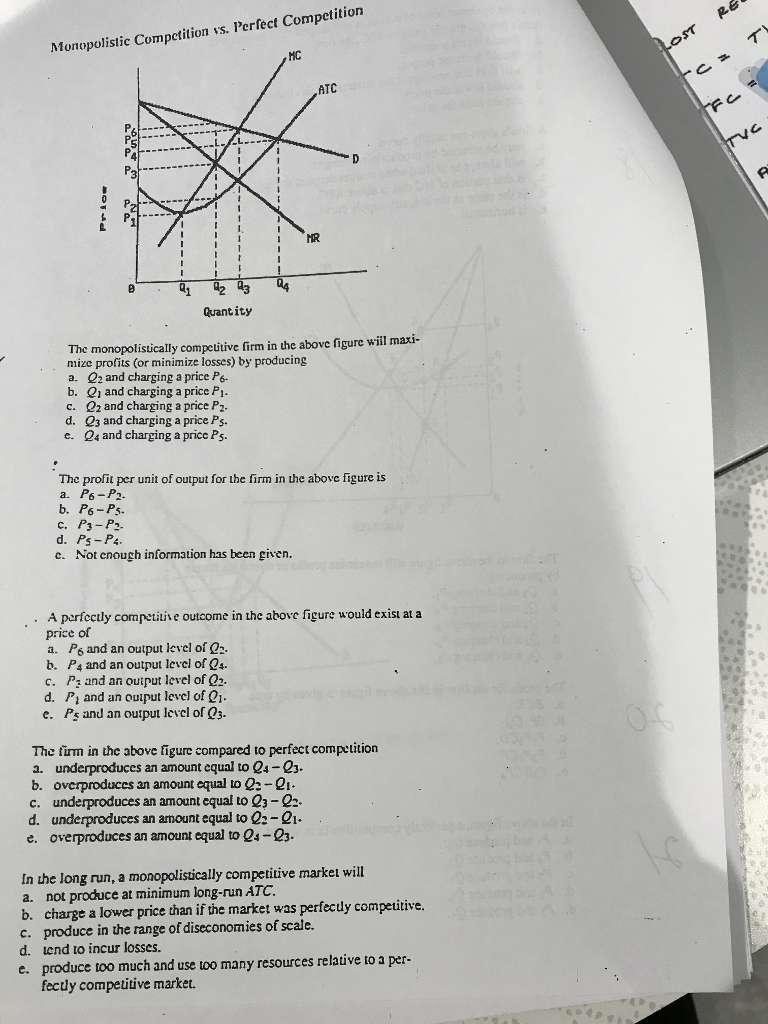 Solved 、 Monopolistic Competition vs. Perfect Competition イ | Chegg.com