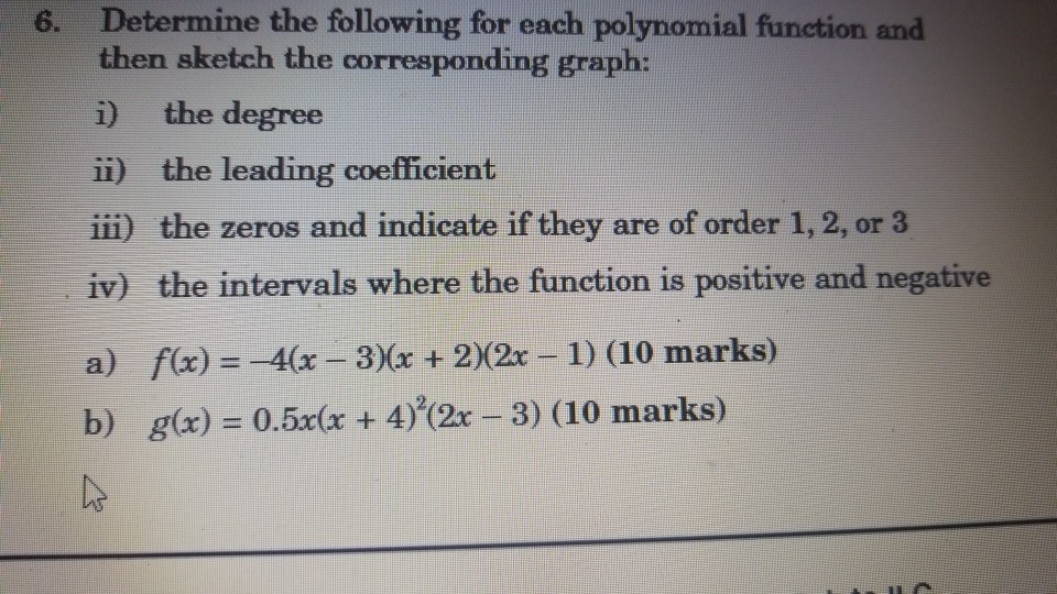 Solved Determine the following for each polynomial function | Chegg.com