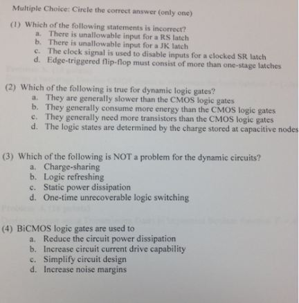 Multiple Choice: Circle the correct answer (only one) | Chegg.com
