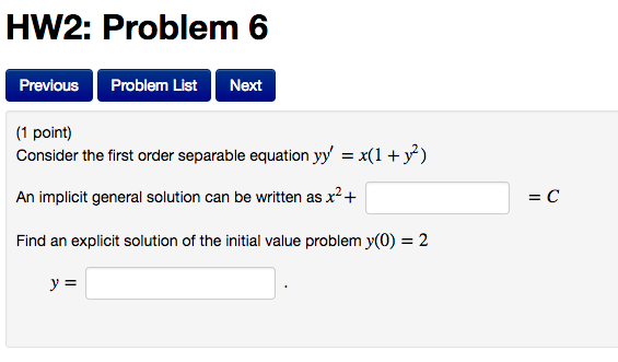 Solved Consider The First Order Separable Equation Yy 1