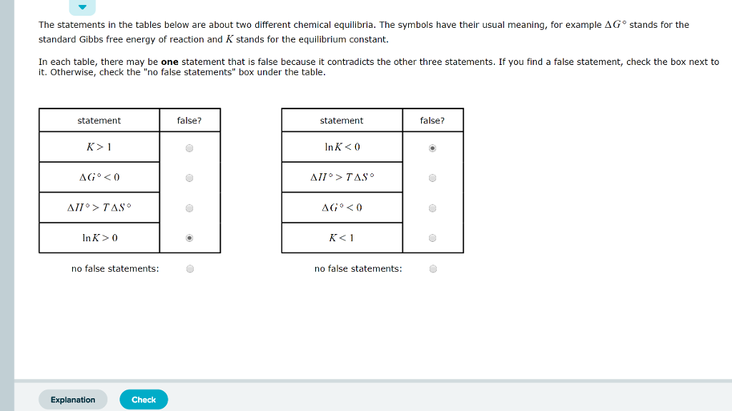 Solved The statements in the tables below are about two | Chegg.com