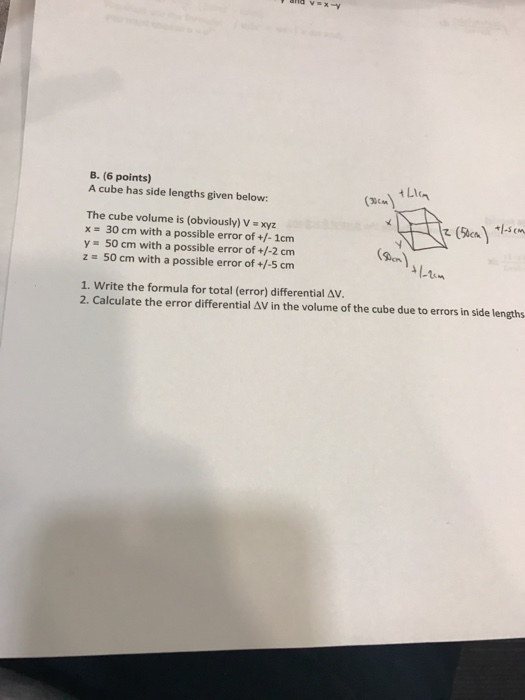 Solved A cube has side lengths given below: The cube volume | Chegg.com