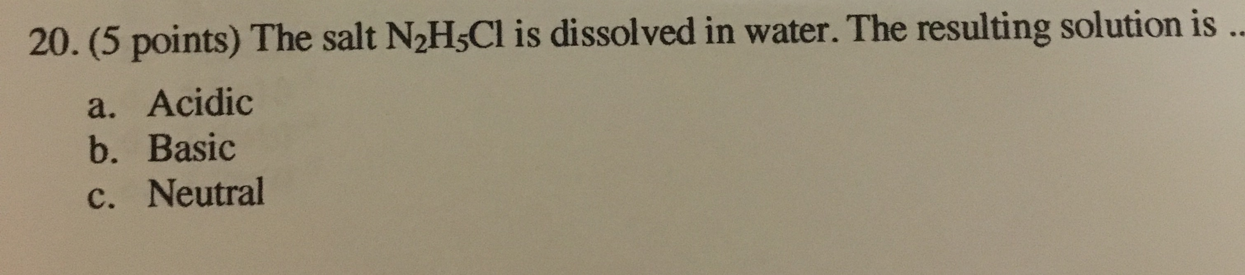 Solved The salt N_2H_5CI is dissolved in water. The | Chegg.com