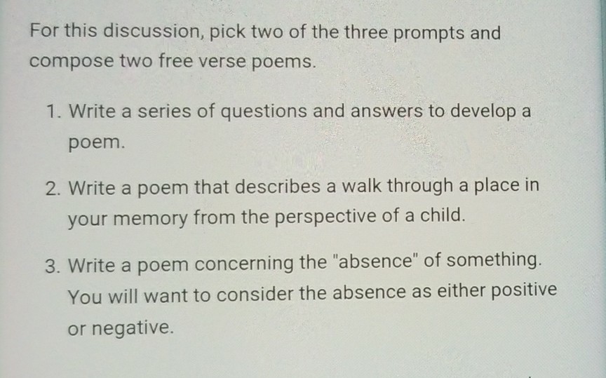 Solved For this discussion, pick two of the three prompts | Chegg.com