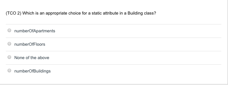 Solved Which in an appropriate choice for a static attribute | Chegg.com