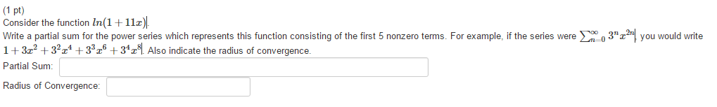 Solved Consider the function ln(1 + 11x)|. Write a partial | Chegg.com