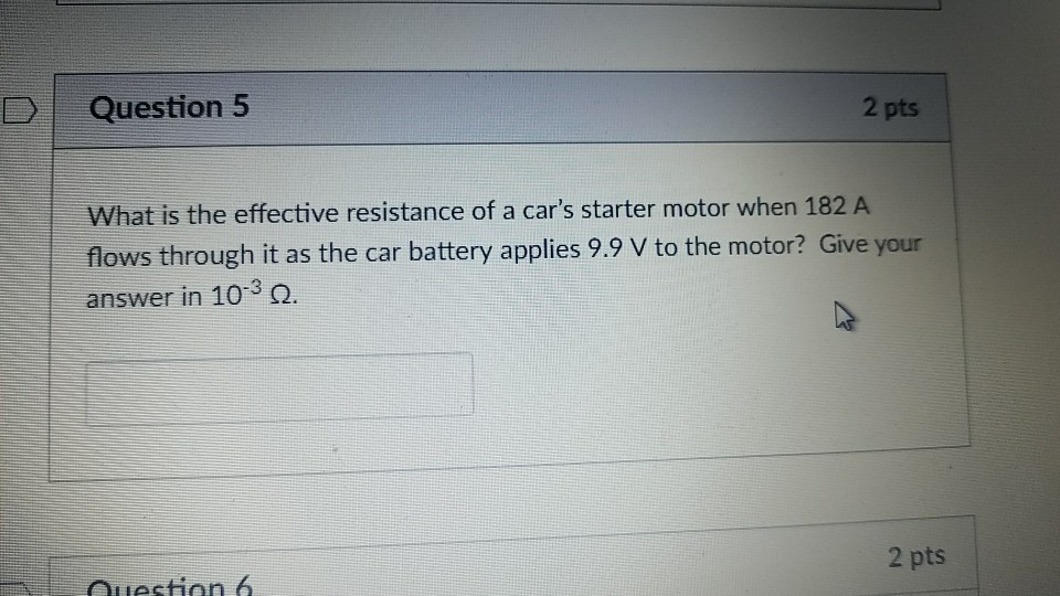 Solved What is the effective resistance of a car's starter | Chegg.com