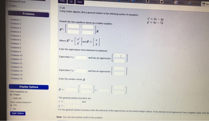 Solved Using matrix algebra, find a general solution to the | Chegg.com
