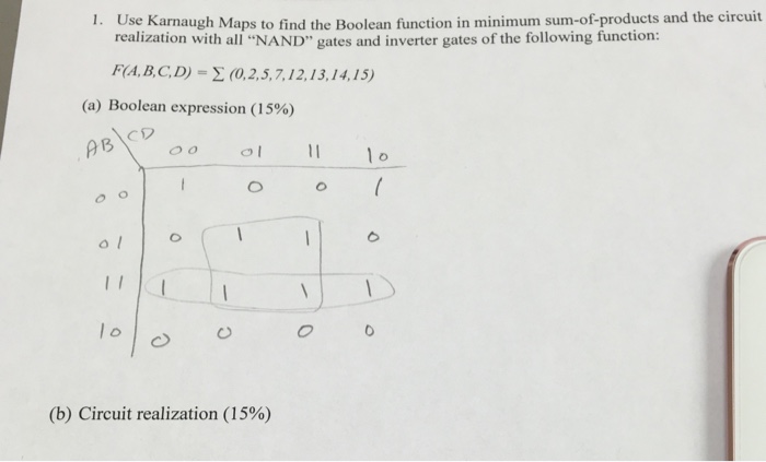 Solved Use Karnaugh Maps to find the Boolean function in | Chegg.com