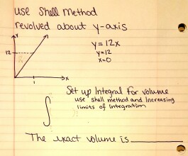 Solved Use Shell method. revolved about y-axis 12x. y = 12x | Chegg.com