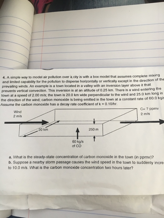 Solved A simple way to model air pollution over a city is | Chegg.com