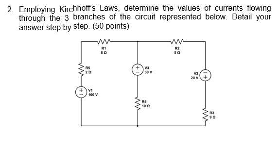 Solved Employing Kirchhoff's Laws, determine the values of | Chegg.com