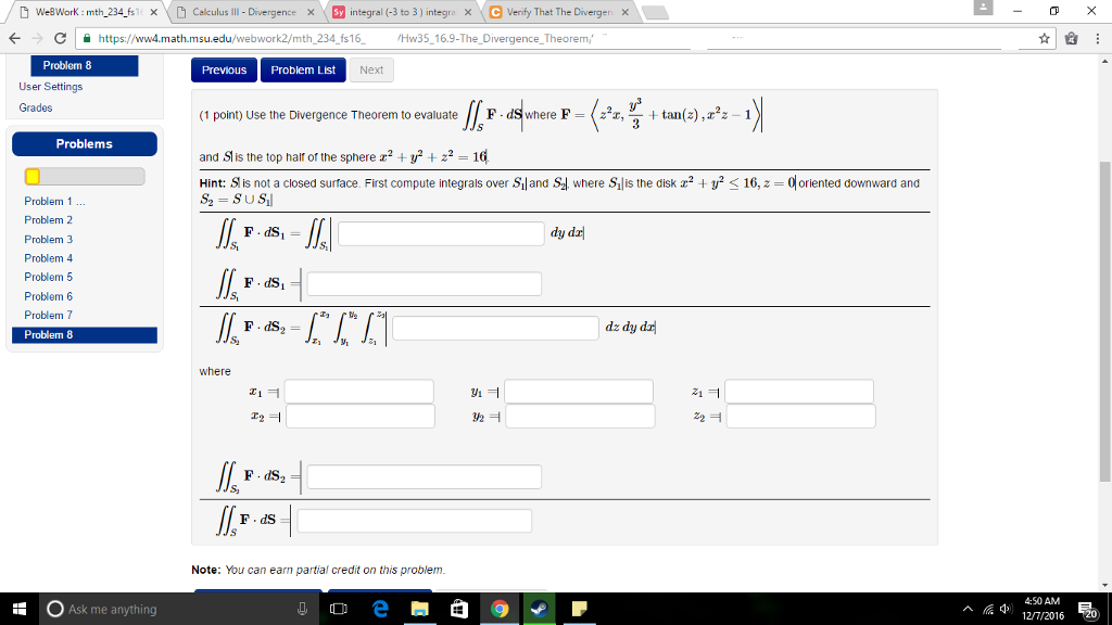 D WeBwork: mth 234 fs x Calculus III Divergence x Sy | Chegg.com