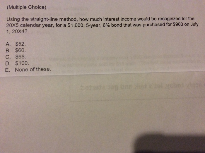 Solved Using the straight-line method, how much interest | Chegg.com