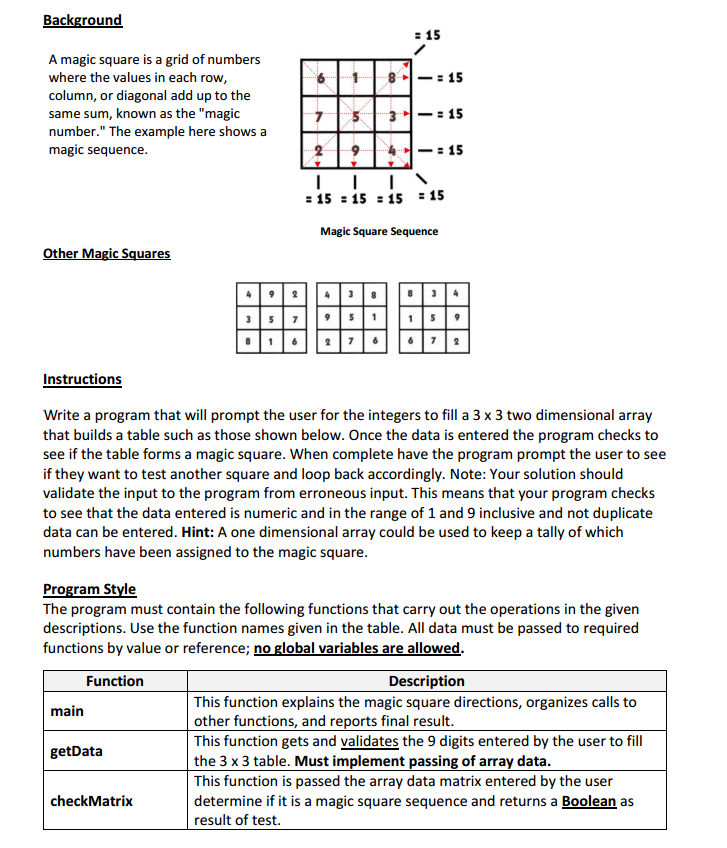Solved Round Bac 15 A Magic Square Is A Grid Of Numbers