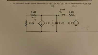 Solved For the circuit shown below, determine a) vC(0-); b) | Chegg.com