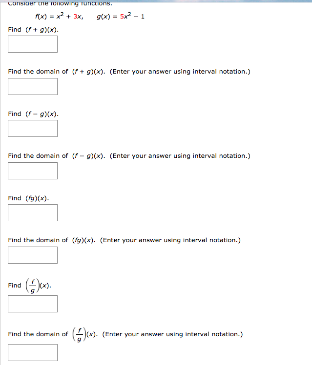 Solved x X2 3x G x 5x2 1 Find fg x Find The Chegg Solved x X2 3x G x 5x2 1 Find fg x Find The Chegg