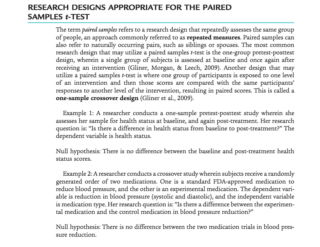 Solved RESEARCH DESIGNS APPROPRIATE FOR THE PAIRED SAMPLES | Chegg.com