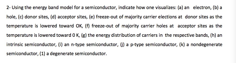 Solved 2- Using the energy band model for a semiconductor, | Chegg.com