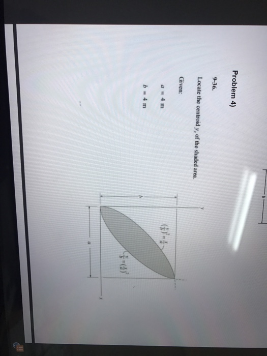 Solved Locate the centroid y_c of the shaded area. Given: | Chegg.com