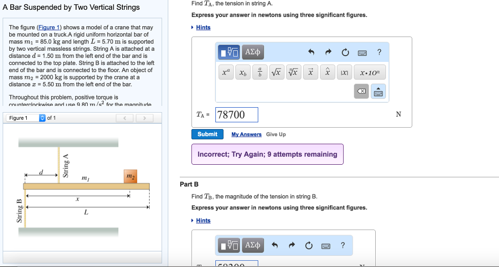 Solved Find TA, the tension in string A. Express your answer | Chegg.com