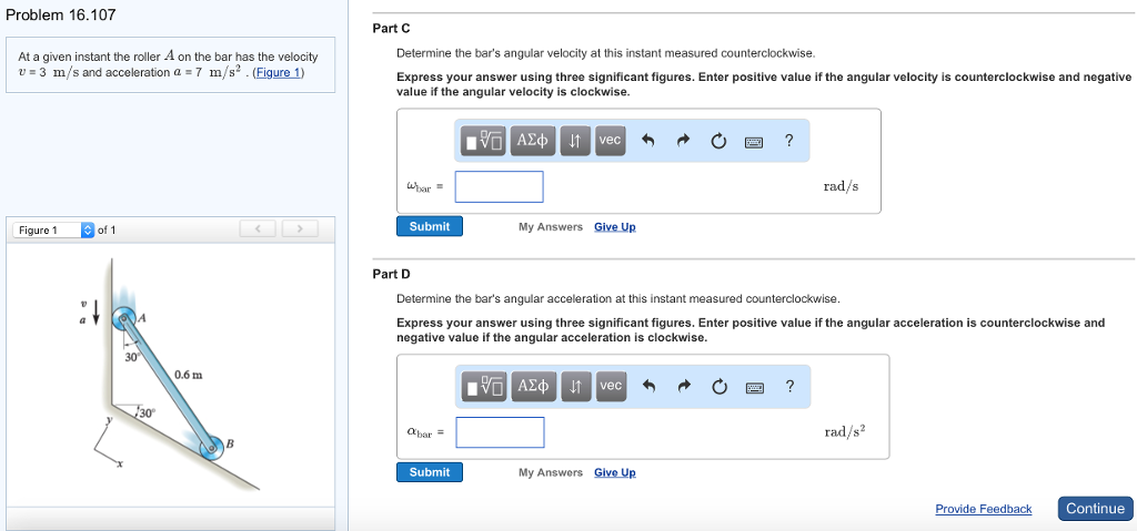 Solved Problem 16.107 At a given instant the roller A on the | Chegg.com