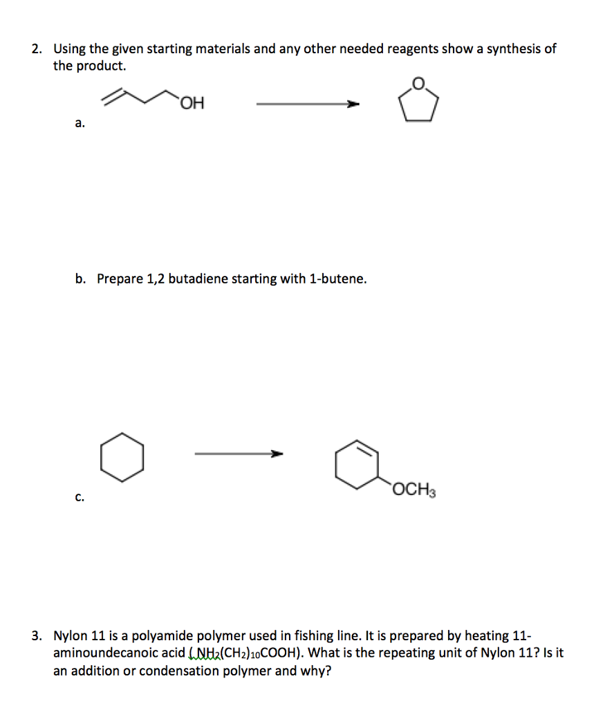 Solved Using the given starting materials and any other | Chegg.com