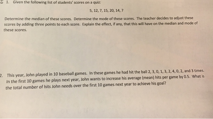 Solved Given the following list of students' scores on a | Chegg.com