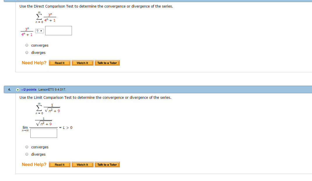 Solved Use the Direct Comparison Test to determine the | Chegg.com